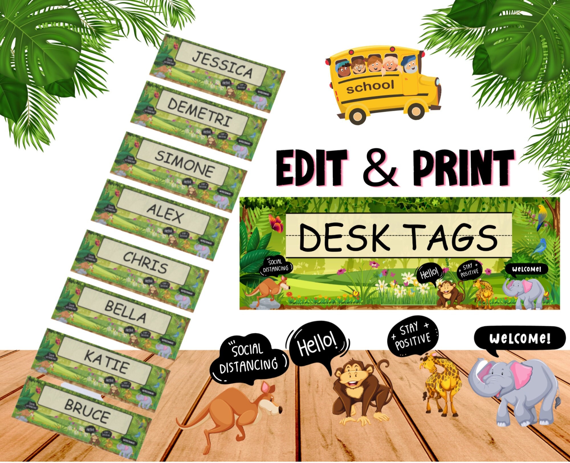 NATURE Name Tags | EDIT & PRINT | Desk Nameplates | Animal Classroom ...
