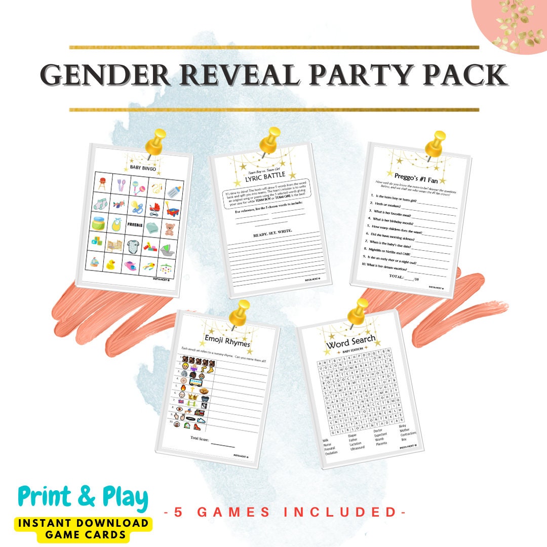 PRINTABLE | Gender Reveal Party Pack-baby Shower/gender Reveal Edition ...