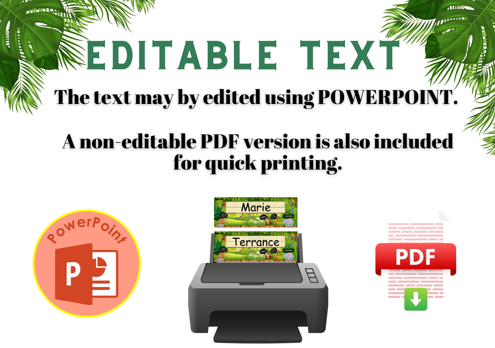 NATURE Name Tags | EDIT & PRINT | Desk Nameplates | Animal Classroom ...