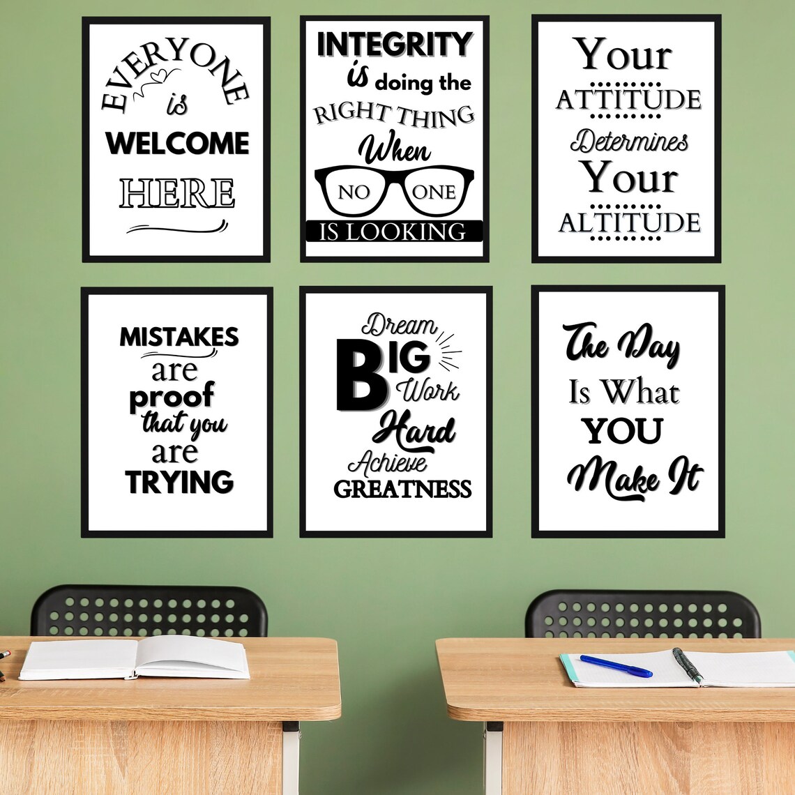 Inspirational Classroom Posters | Motivational Black and White Wall Art ...