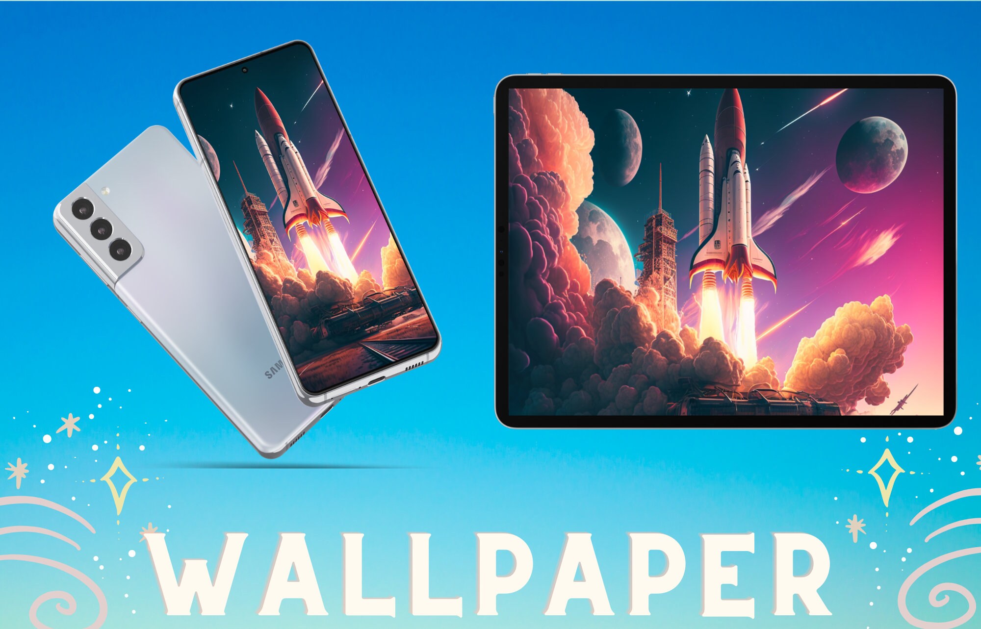 WALLPAPER Desktop, Smart Phone & Tablet Art Wallpaper Set Rocket ...