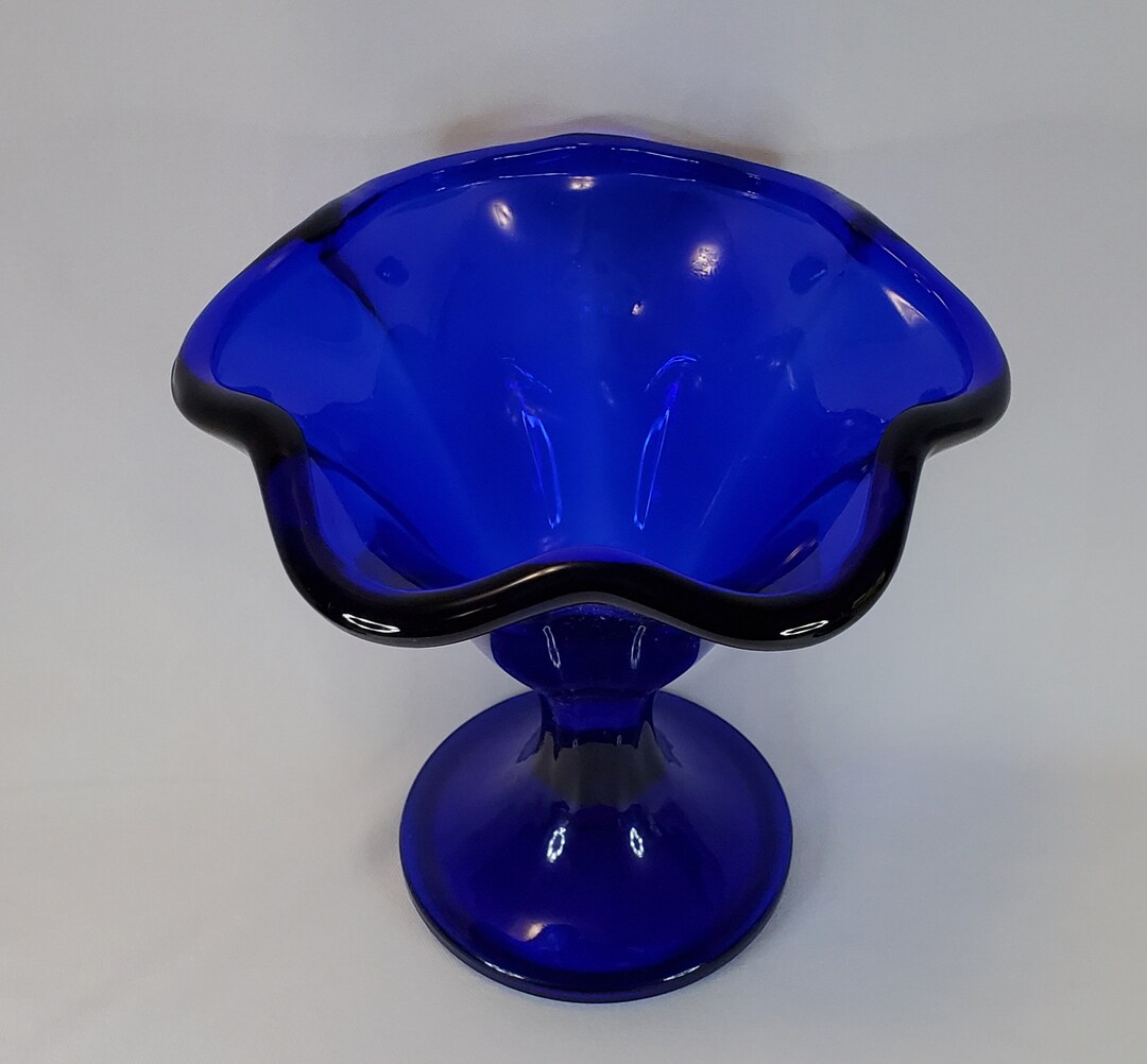 Beautiful Vintage Cobalt Blue Glass Fluted Tulip-shaped Ice - Etsy