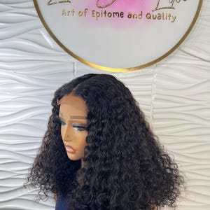 Black Curly Human Hair Wig: 16-inch Lace Front, Glueless - Etsy