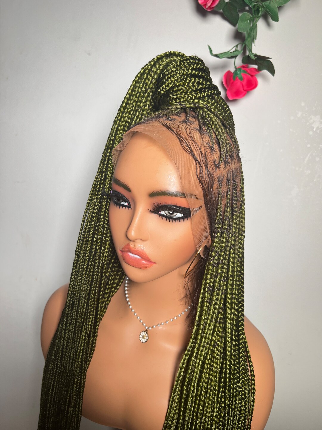 Kayla Unit Knotless Braids African Braids Wig, 40-45 Inch Green Full ...