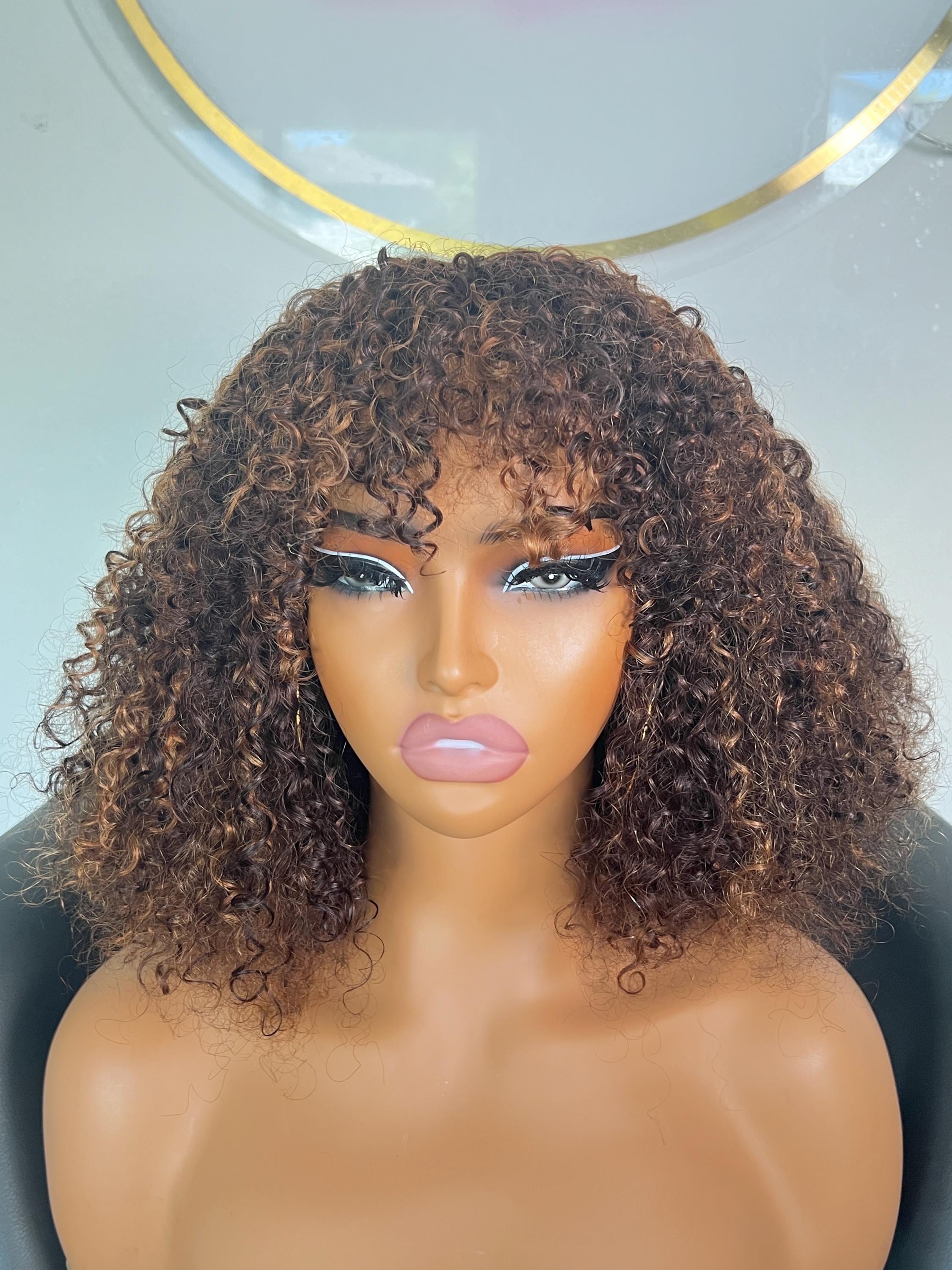 Brown Human Hair Curly Wig 14", Exotic Curls Wig, Soft Full Curls ...