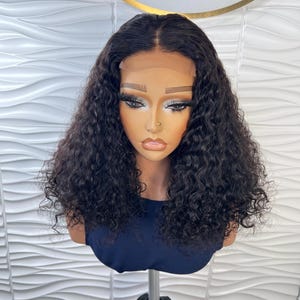 Black Curly Human Hair Wig: 16-inch Lace Front, Glueless - Etsy