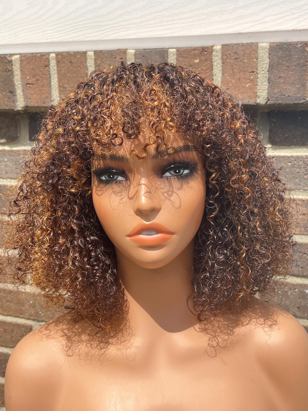 Brown Human Hair Curly Wig 14", Exotic Curls Wig, Soft Full Curls ...