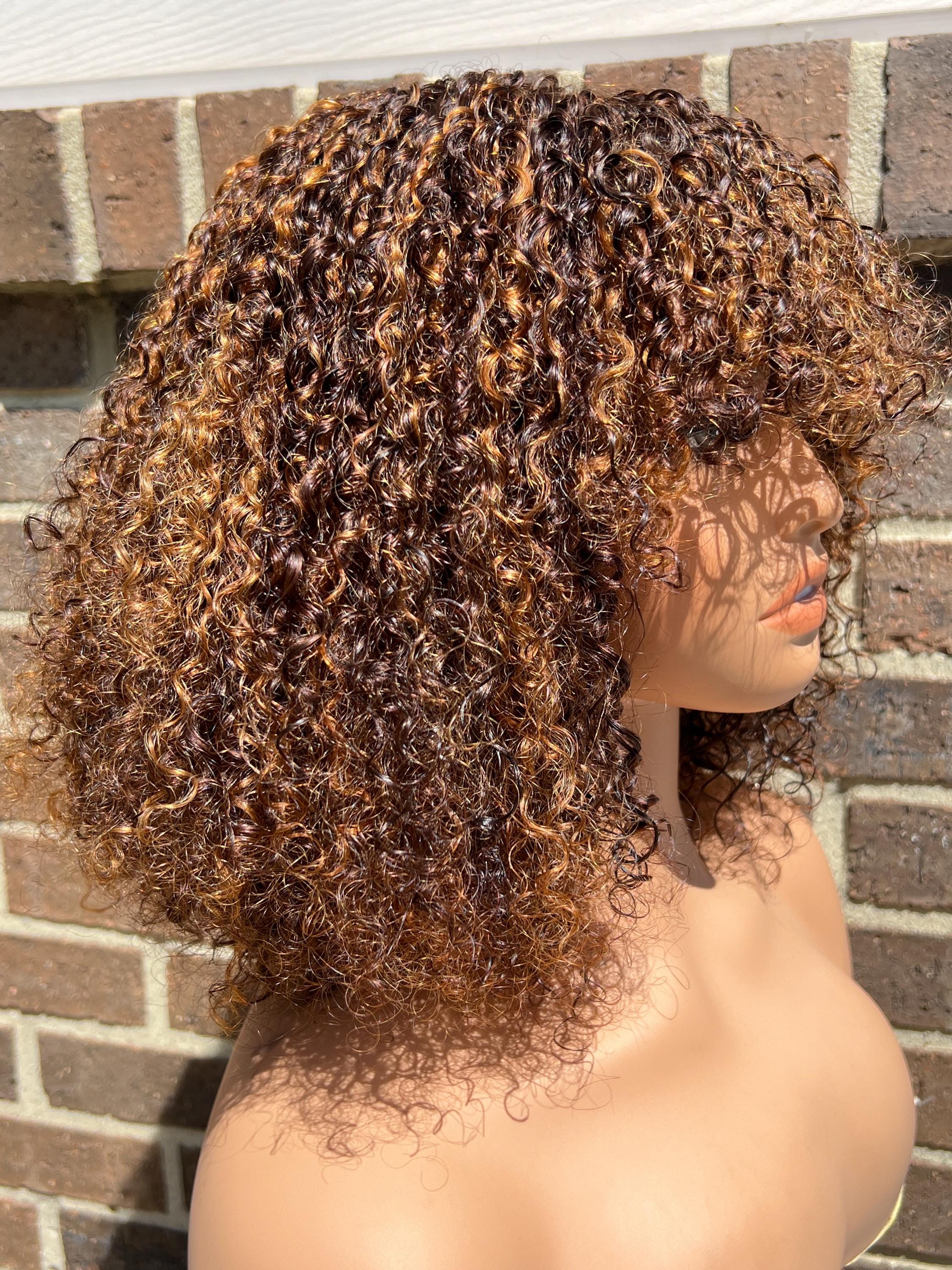 Brown Human Hair Curly Wig 14", Exotic Curls Wig, Soft Full Curls ...