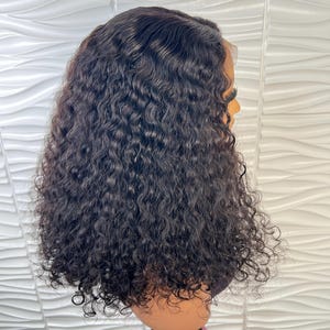 Black Curly Human Hair Wig: 16-inch Lace Front, Glueless - Etsy