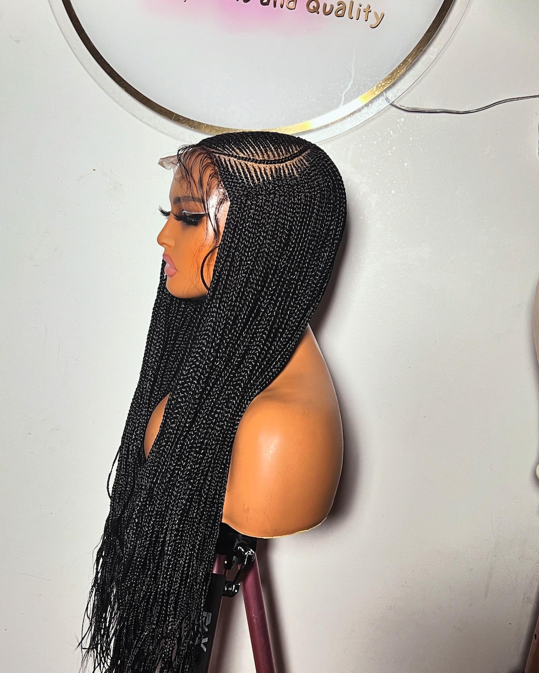 28-30 Inch Cornrow Braids Lace Wig – Glueless C-part Closure, Long ...
