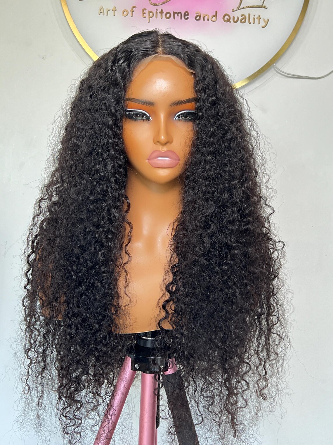 Natural Black Curly Lace Closure Wig 30, Long Wig Exotic Curls, Luxury ...