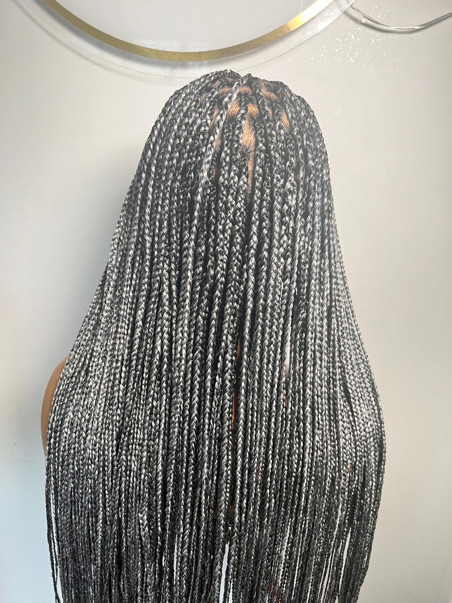 Braided Wig, Salt and Pepper Braids, Knotless Braid Wig, Braids Wig ...
