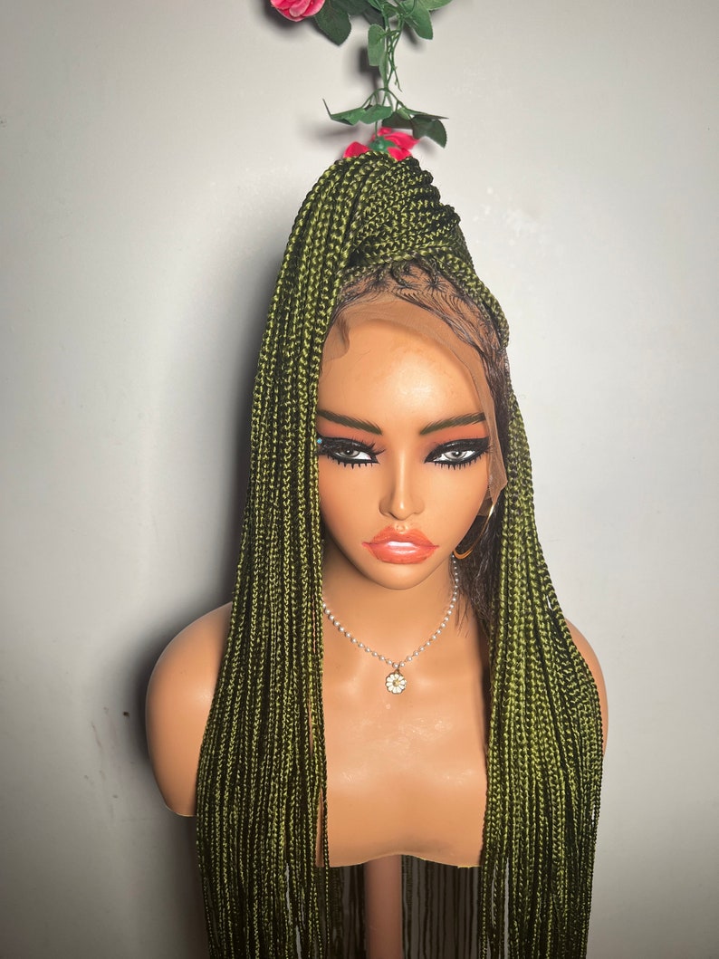 Kayla Unit Knotless Braids African Braids Wig, 40-45 Inch Green Full ...