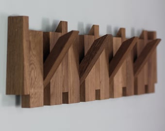 Wooden Piano Wall Fumed Oak Hanger, Wooden Wall Coat Rack, Flip Down ...