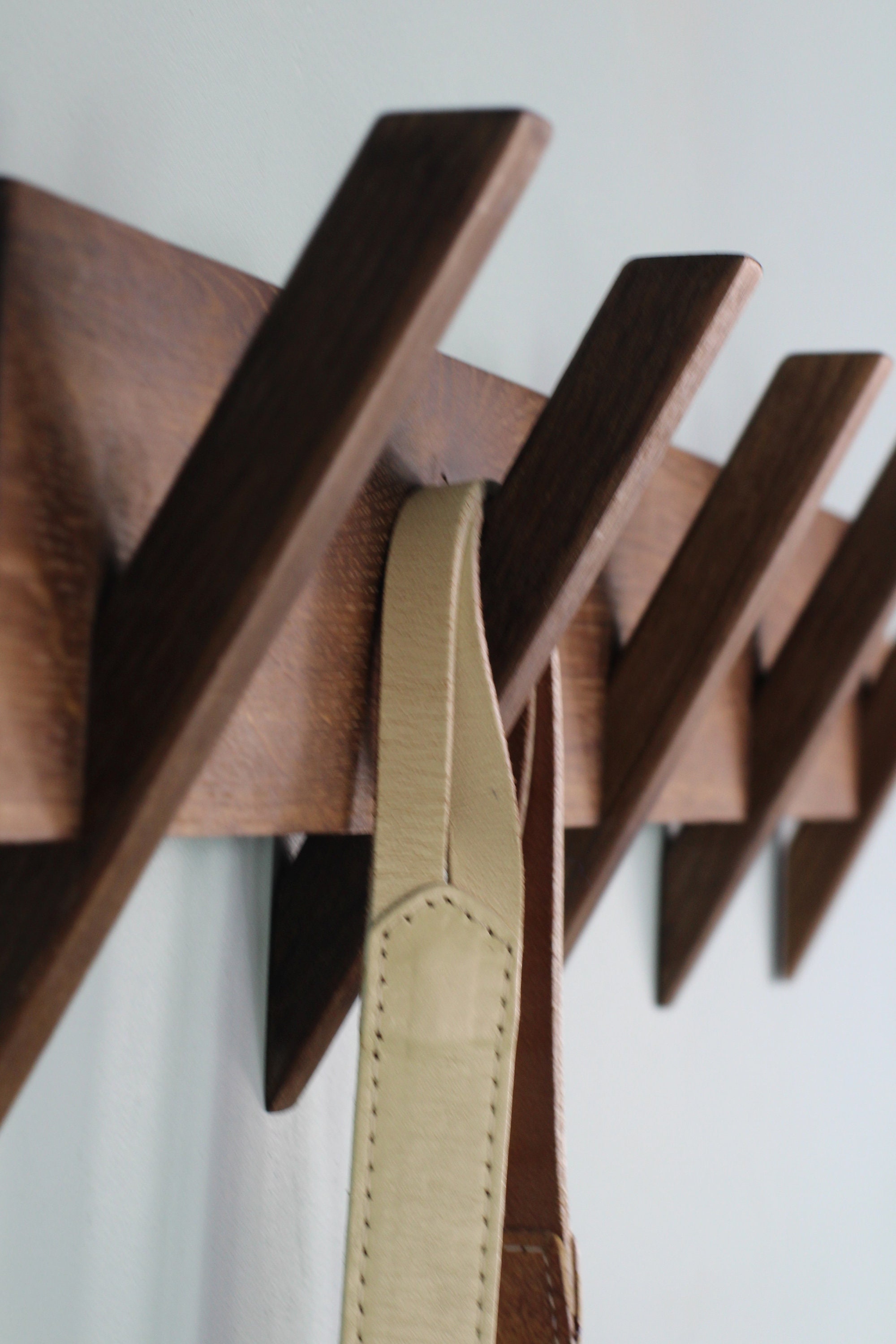 Wall Mount Fumed Oak Coat Rack/ Modern Rack With 3-4-5-6-7-8 Hooks/ Oak ...