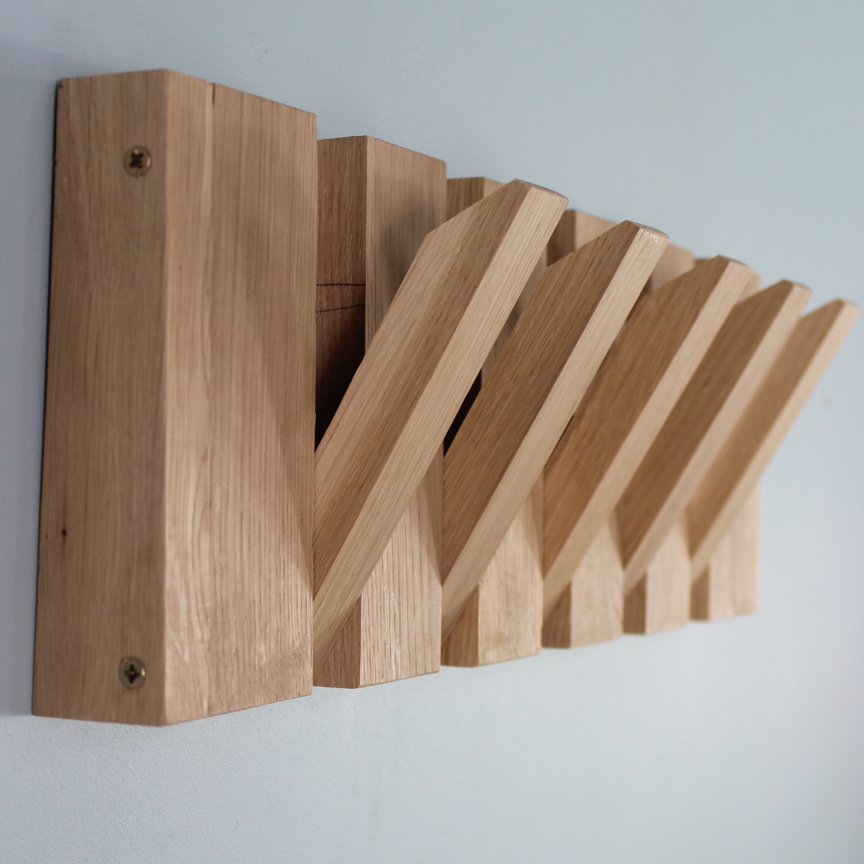 Piano Wall Oak Coat Rack, Wooden Wall Hanger, Flip Down Wall Coat Rack ...