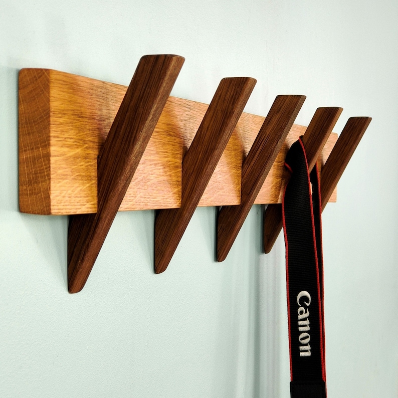 Modern Wall Coat Oak Rack With 4-5-6-7-8 Fumed Oak Hooks/ Oak Coat Rack ...
