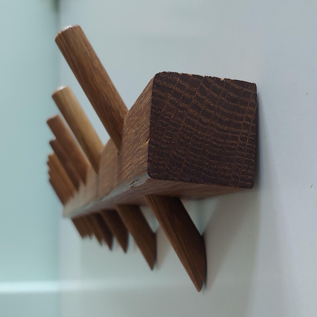 Wooden Oak Rack/ Handmade Fumed Oak Wall Rack With 3-8 Hooks/ Wall ...