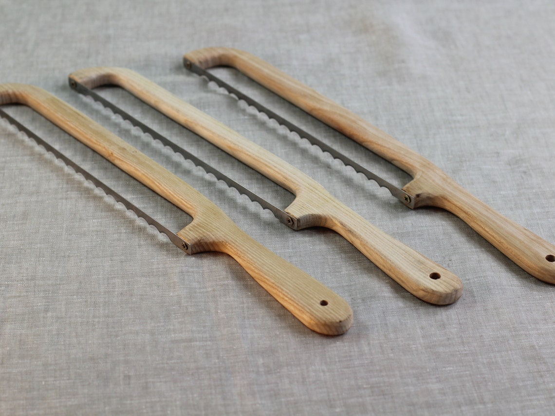 Bread Bow Knife With Additional Blade, Original Oak Wood Bow Bread ...