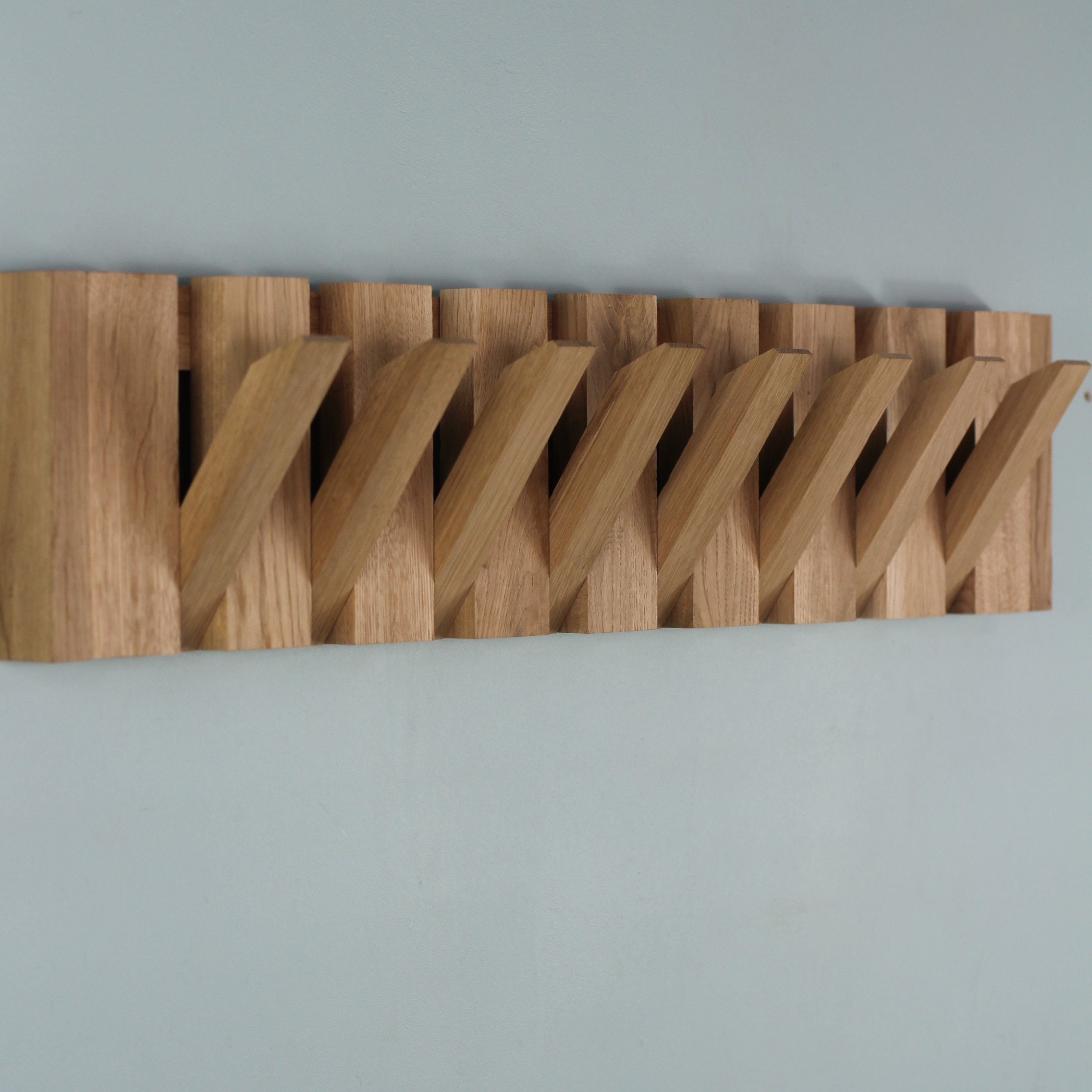 Piano Wall Oak Coat Rack, Wooden Wall Hanger, Flip Down Wall Coat Rack ...