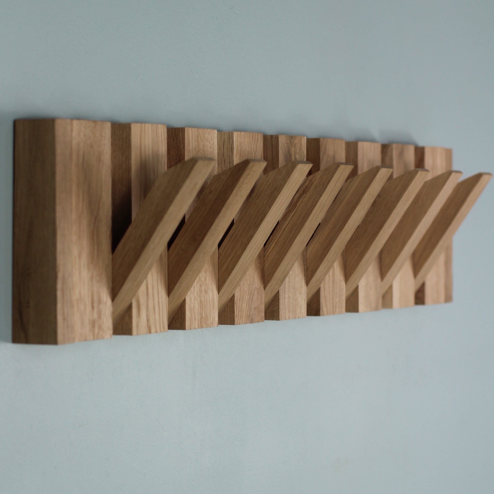 Piano Wall Oak Coat Rack, Wooden Wall Hanger, Flip Down Wall Coat Rack ...