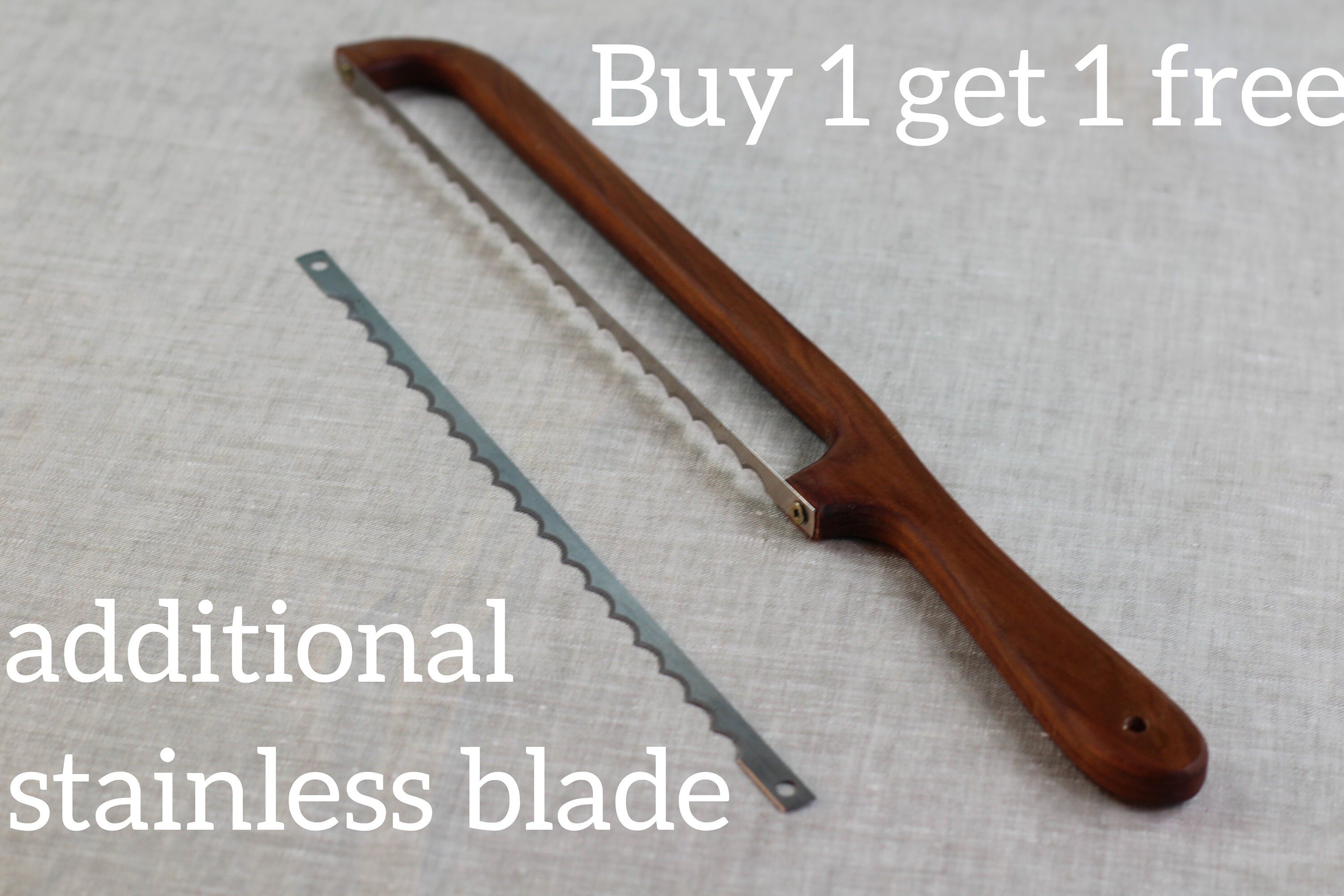 Bread Bow Knife With Additional Blade, Original Oak Wood Bow Bread ...