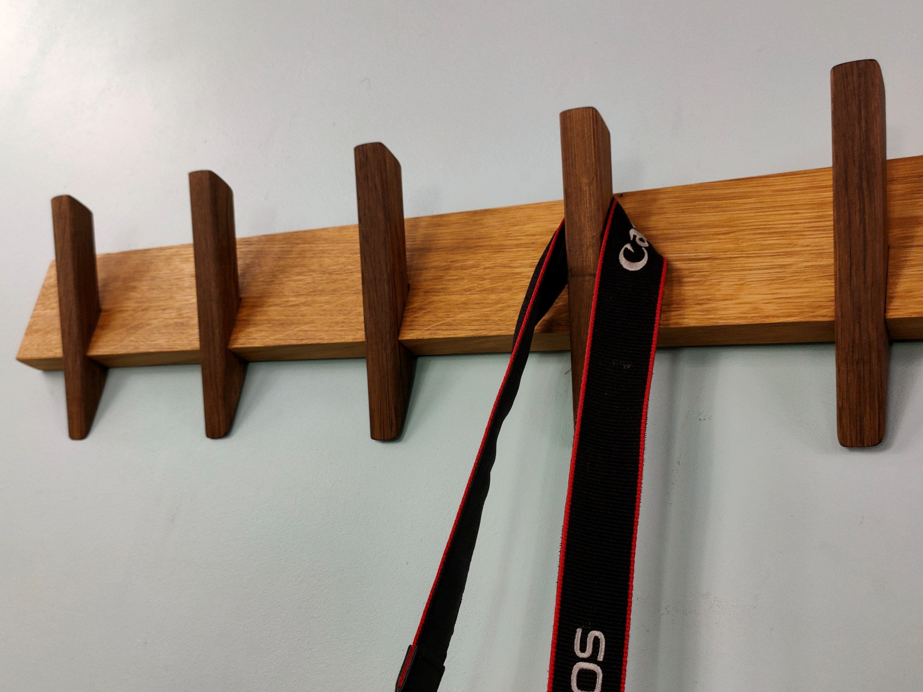 Modern Wall Coat Oak Rack With 4-5-6-7-8 Fumed Oak Hooks/ Oak Coat Rack/ Clothing Rack/ Coat ...