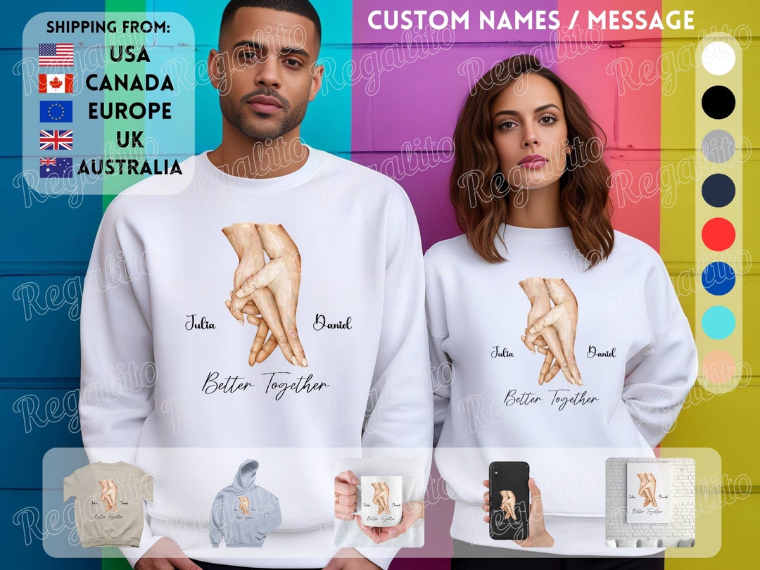 Personalized Custom Couple Dancing Hands Sweatshirt Names - Etsy