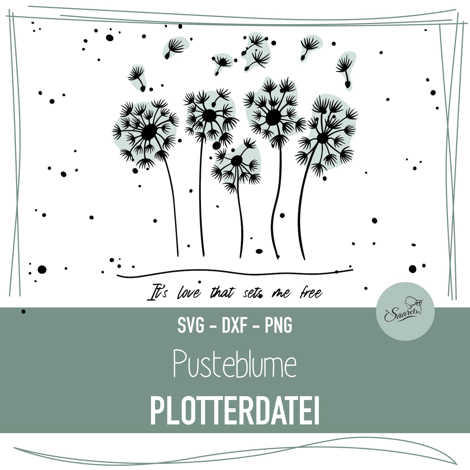 Pusteblume Plotterdatei im SVG, DXF und PNG Format, Vorlage Pusteblume ...
