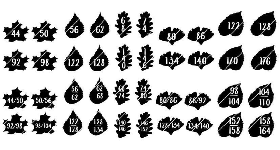 Plotter File Size Label 5 Sheet Types Sizes 44-176 Incl. - Etsy