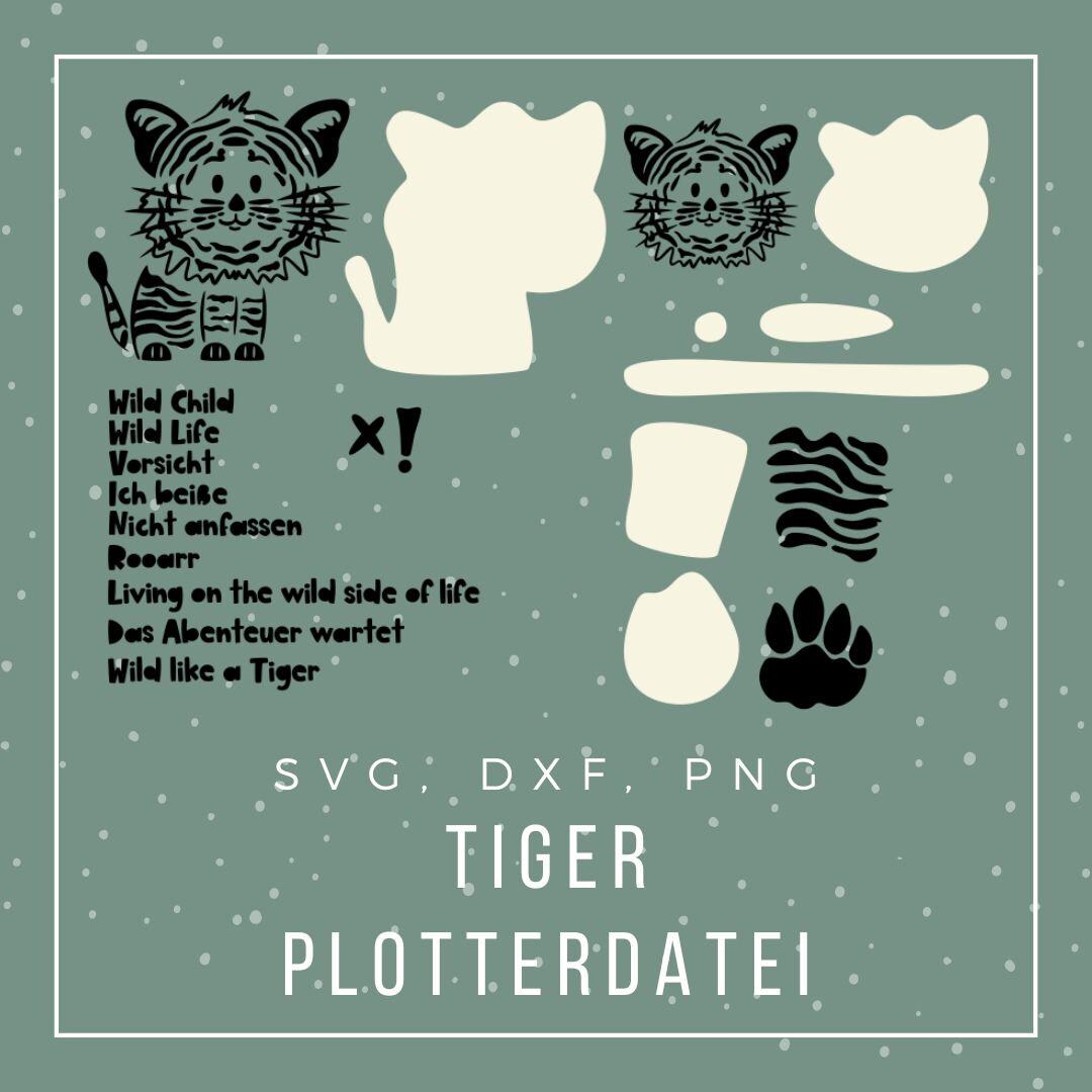 Tiger Plotter File and Screen Printing Template in SVG, DXF and PNG ...