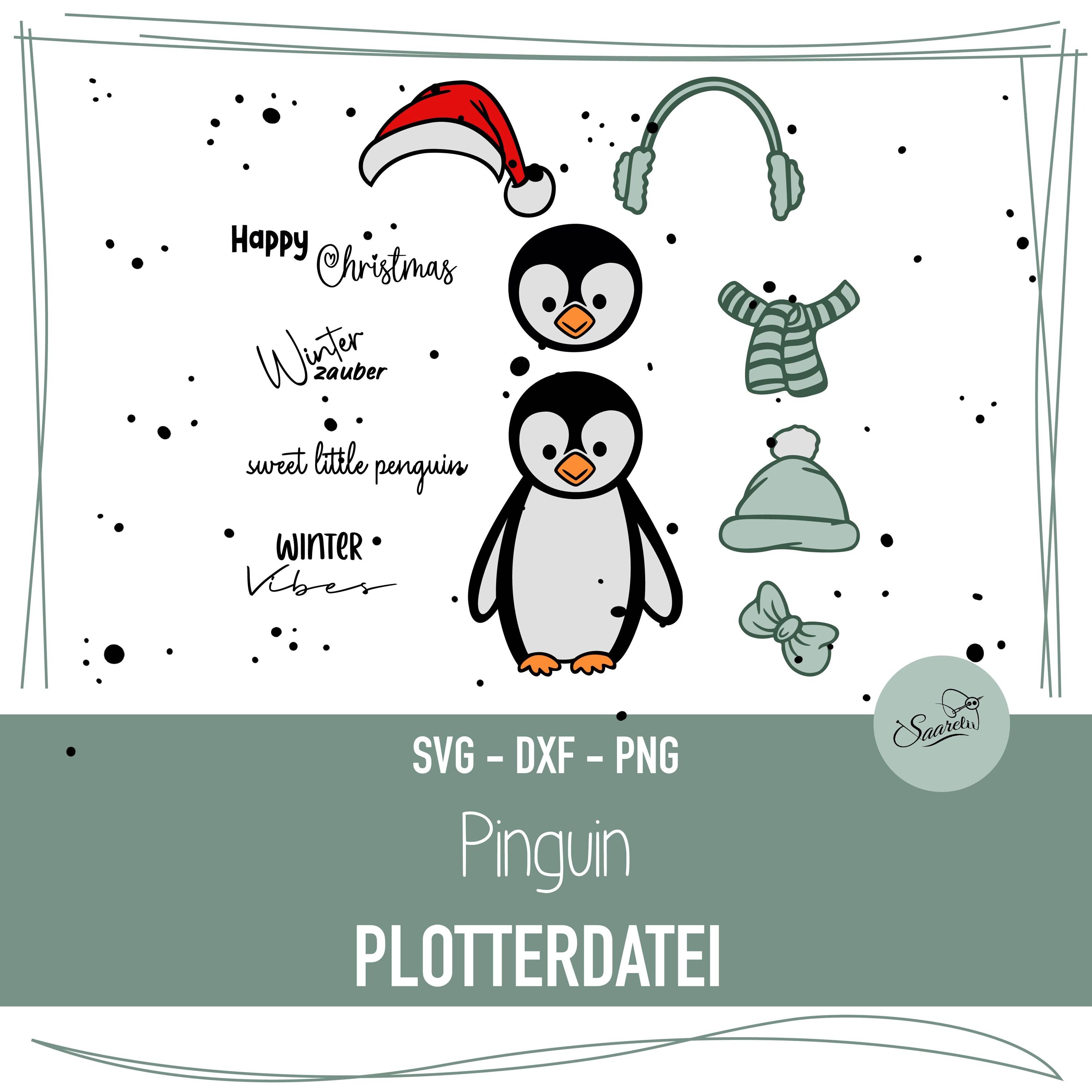 Plotterdatei Pinguin im SVG, PNG und DXF Format, winterlicher Plott ...