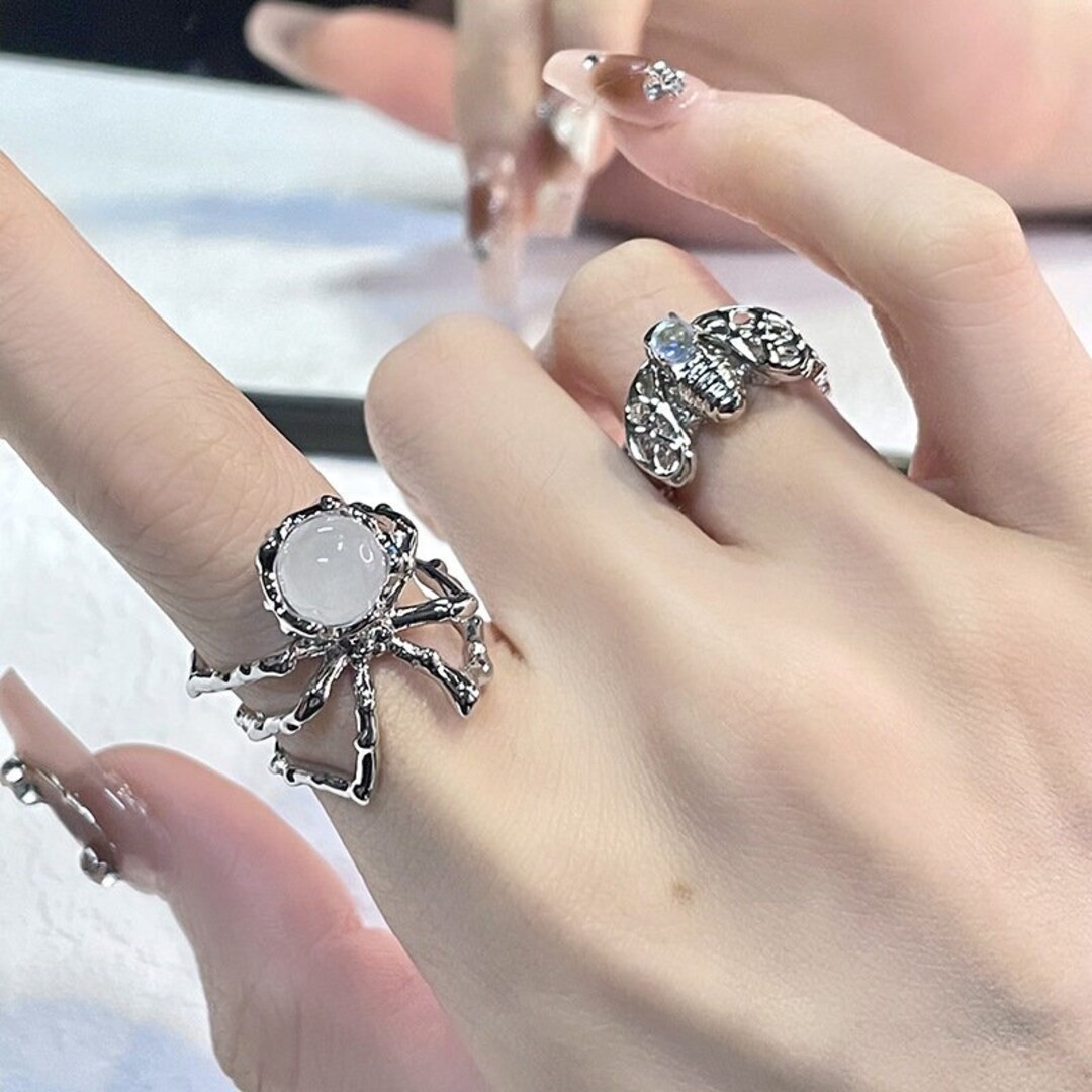 Gothic Spider Dark Punk Grunge Adjustable Ring Metallic Emo - Etsy