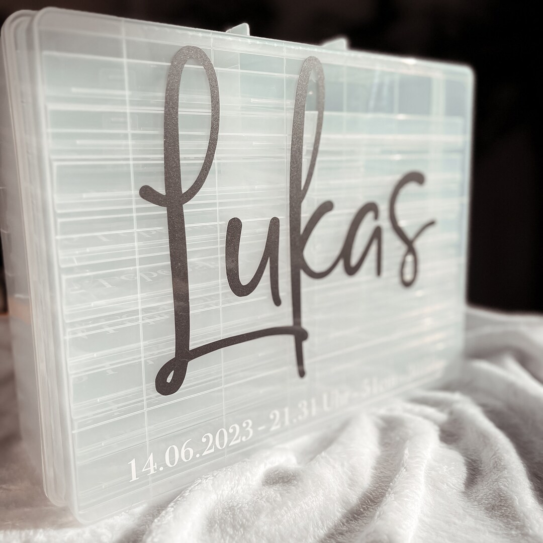 Photo Box With Name and Dates of Birth Memory Box Photo Storage Gift ...