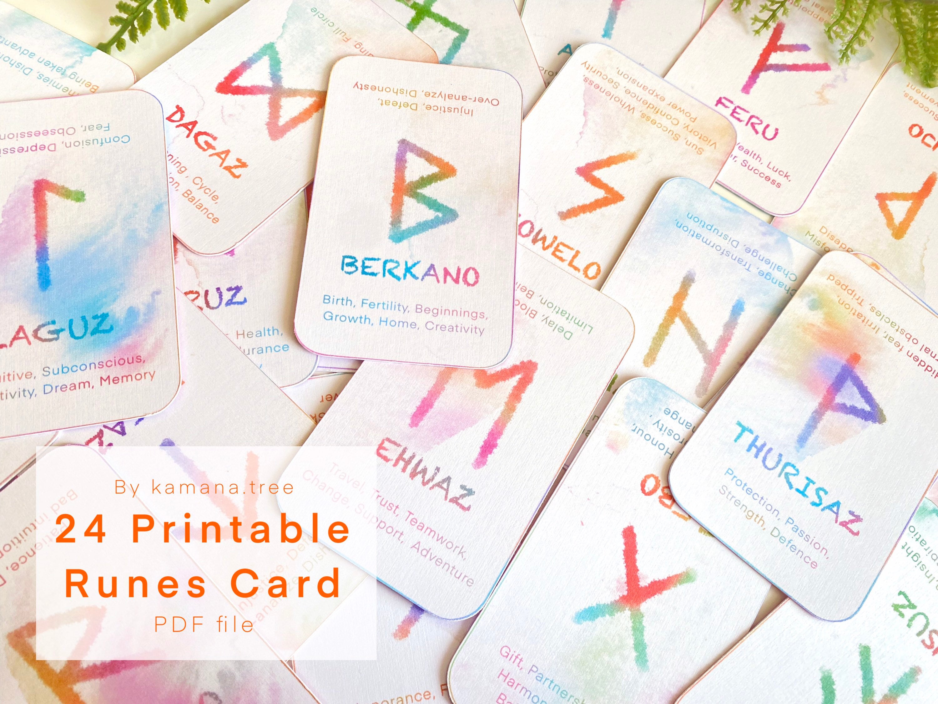 Rune Deck |printable Rune Cards| Rune Set| Oracle Deck|oracle Cards ...