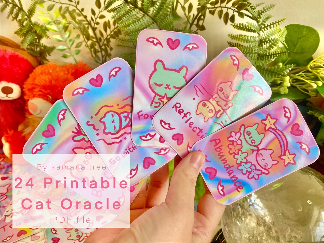 Printable Cat Oracle Cards | Digital Download| Channeled Messages| Twin ...