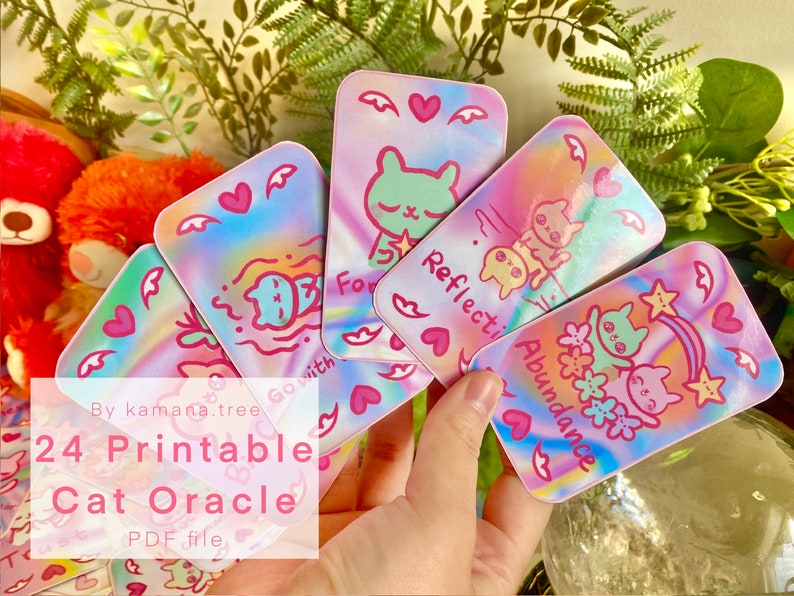 Printable Cat Oracle Cards | Digital Download| Channeled Messages| Twin ...