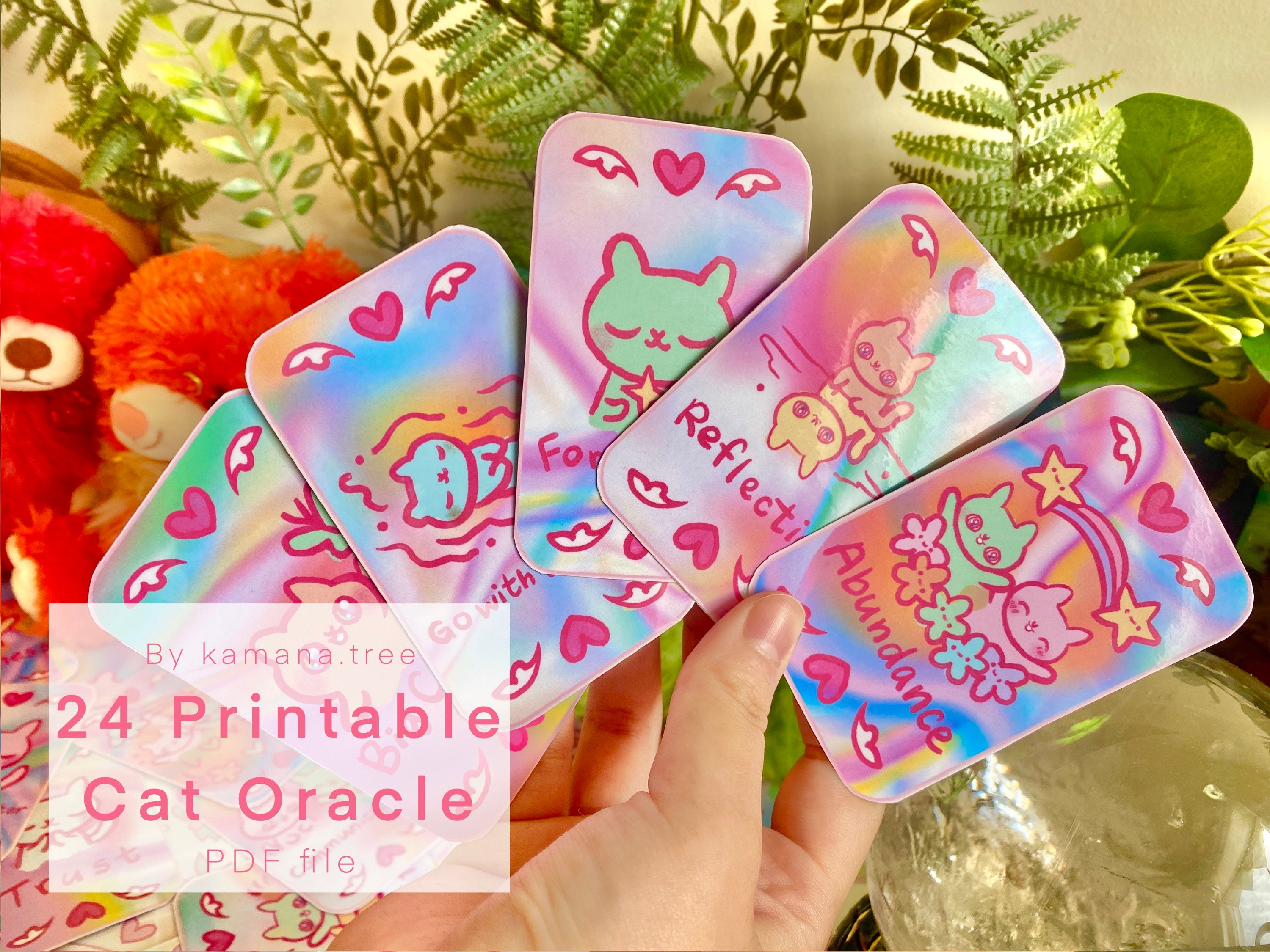 Printable Cat Oracle Cards | Digital Download| Channeled Messages| Twin ...
