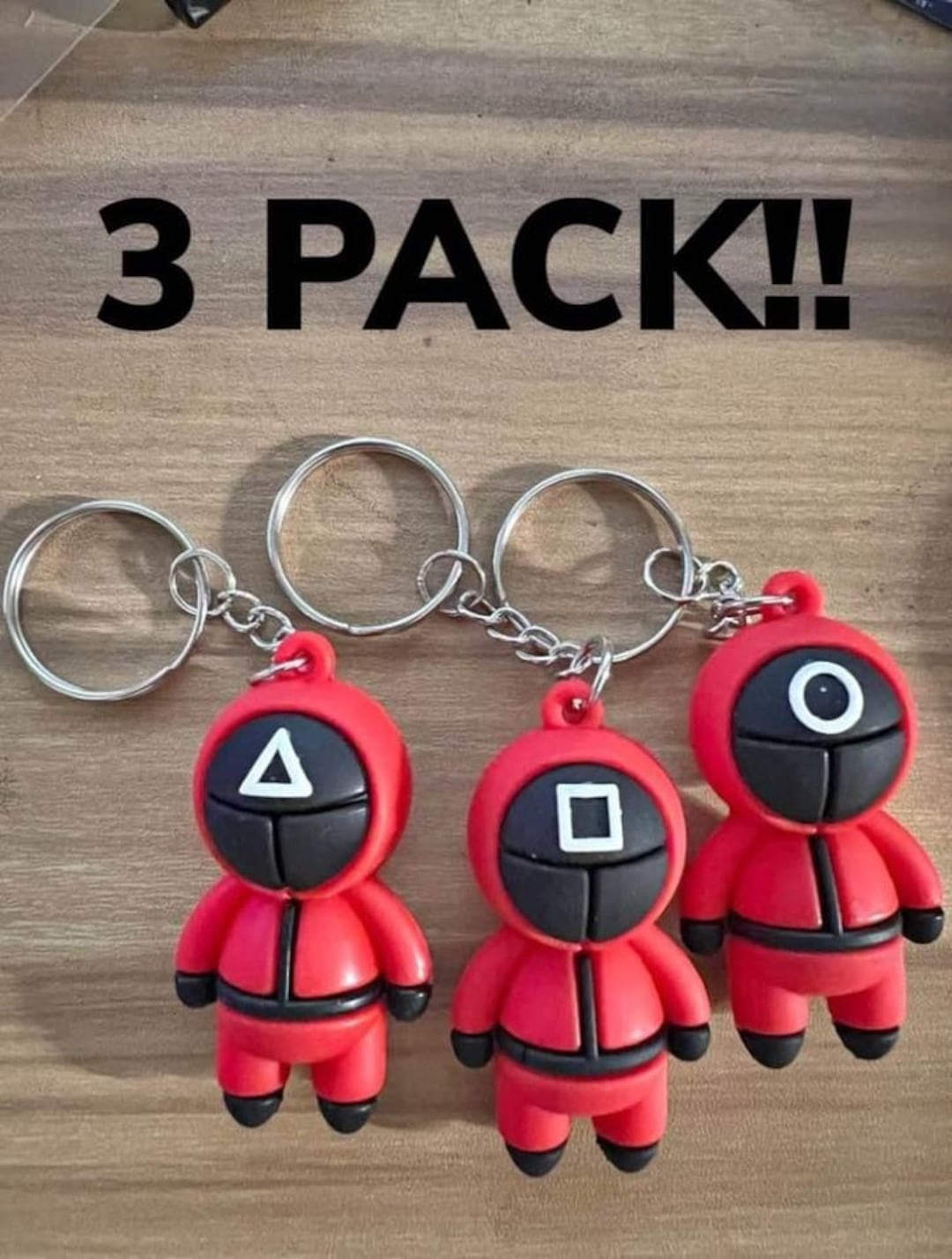 3PC Hot 3D Squid Game Keychain Mini Doll Figurine Car Key Chain Key ...