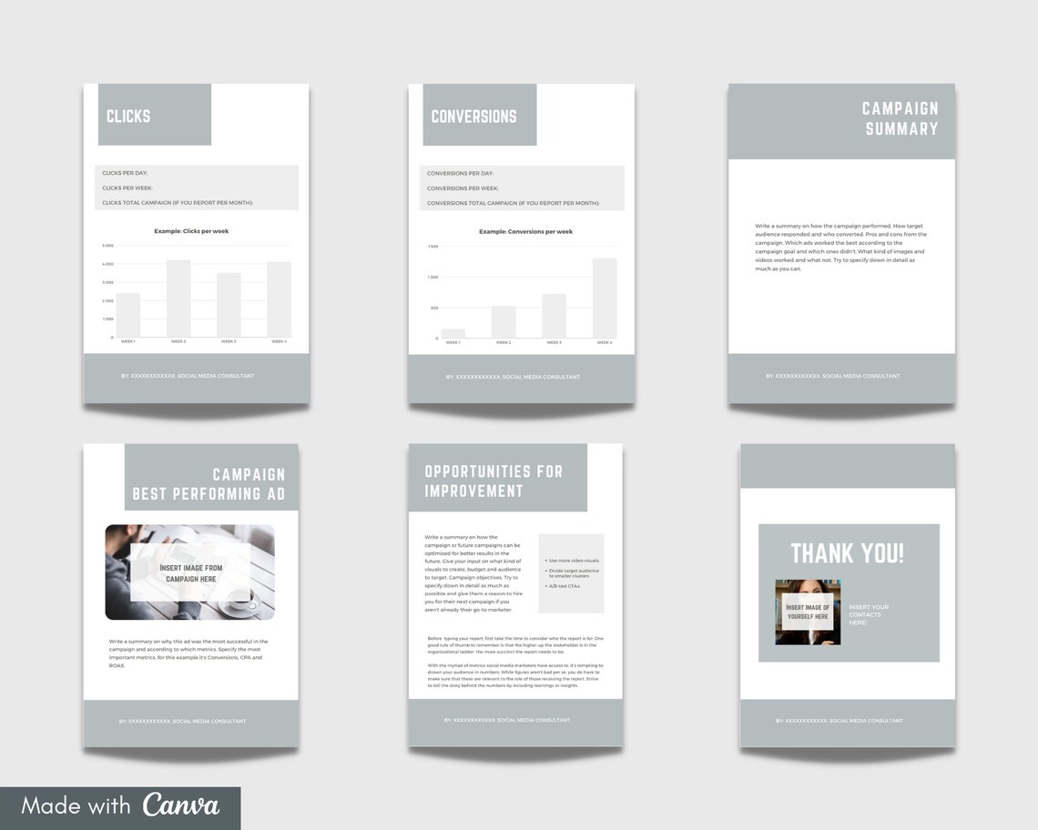 Social Media Campaign Report Template 2022 Canva Editable - Etsy
