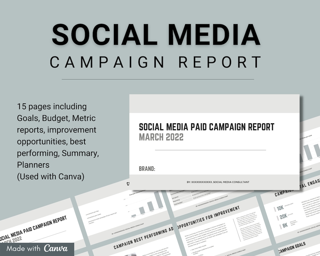 Paid Social Media Campaign Report Template | Social Media Manager | Ads ...