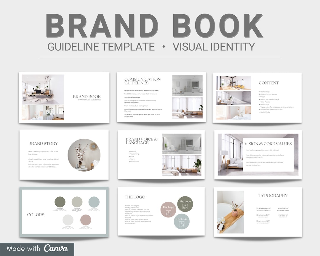 Brand Book Editable Canva Template | Visual Identity Guidelines | Brand ...