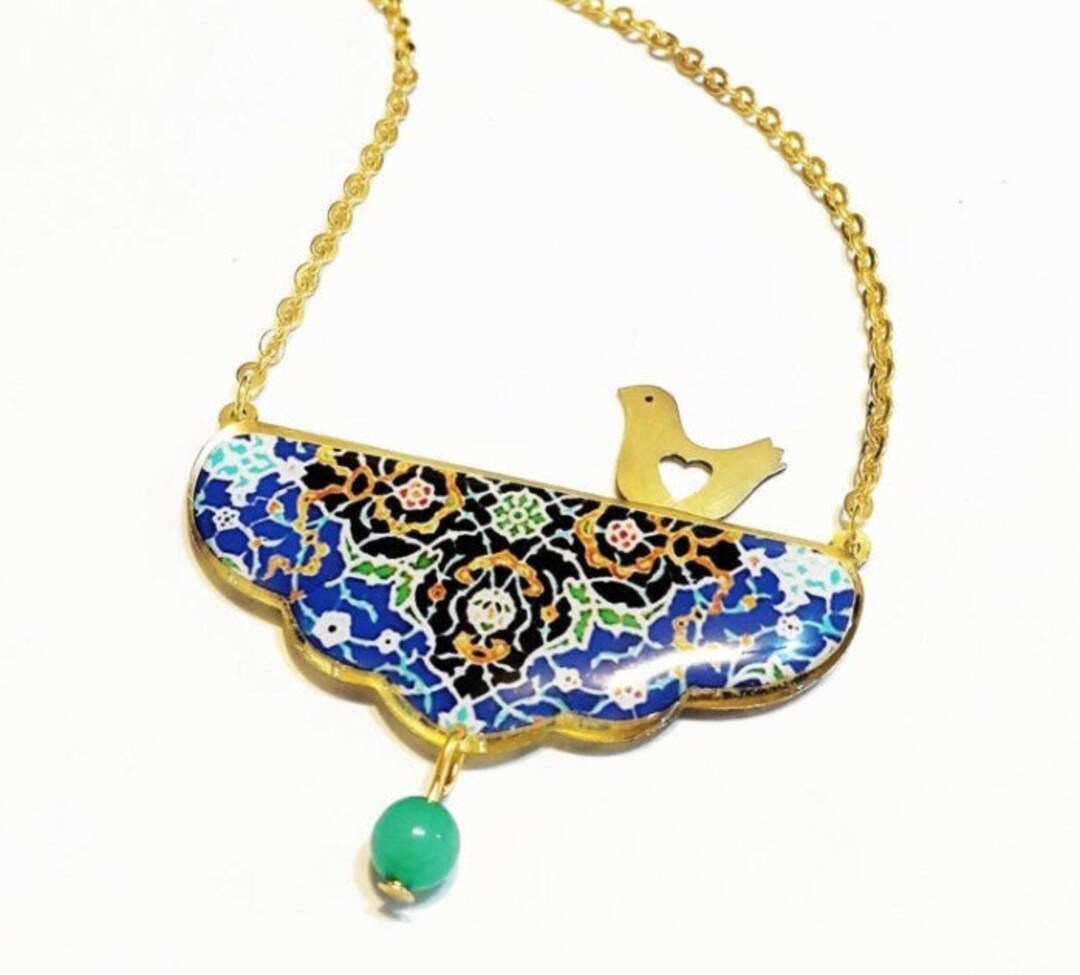 Elegant Middle Eastern Necklace: Bird Charm, Floral Design - Etsy
