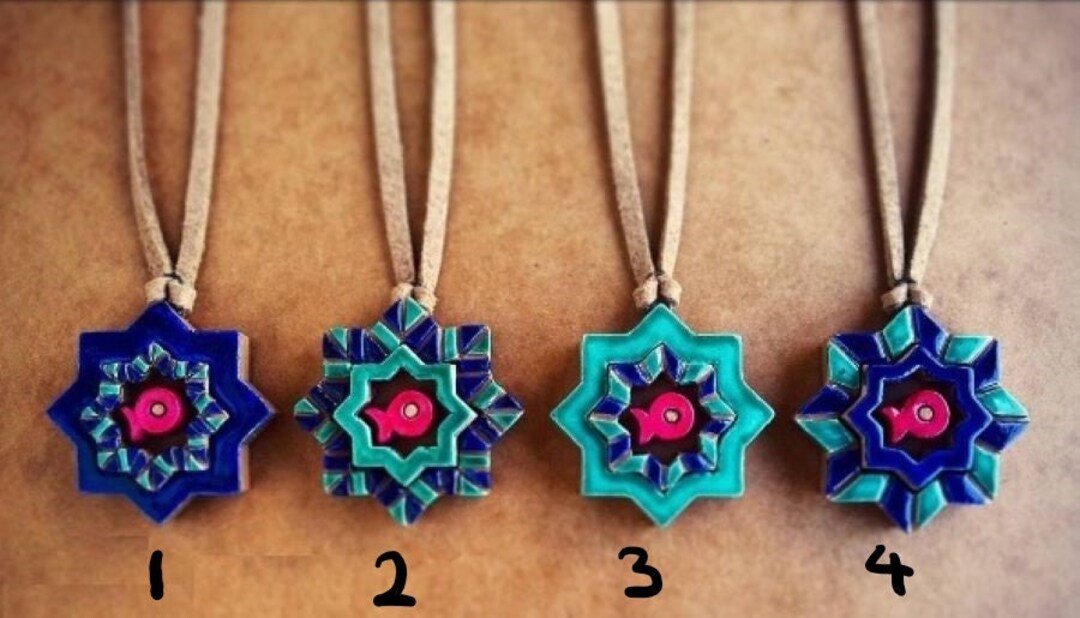 Exquisite Ceramic Middle Eastern Necklace: Star Pendant - Etsy