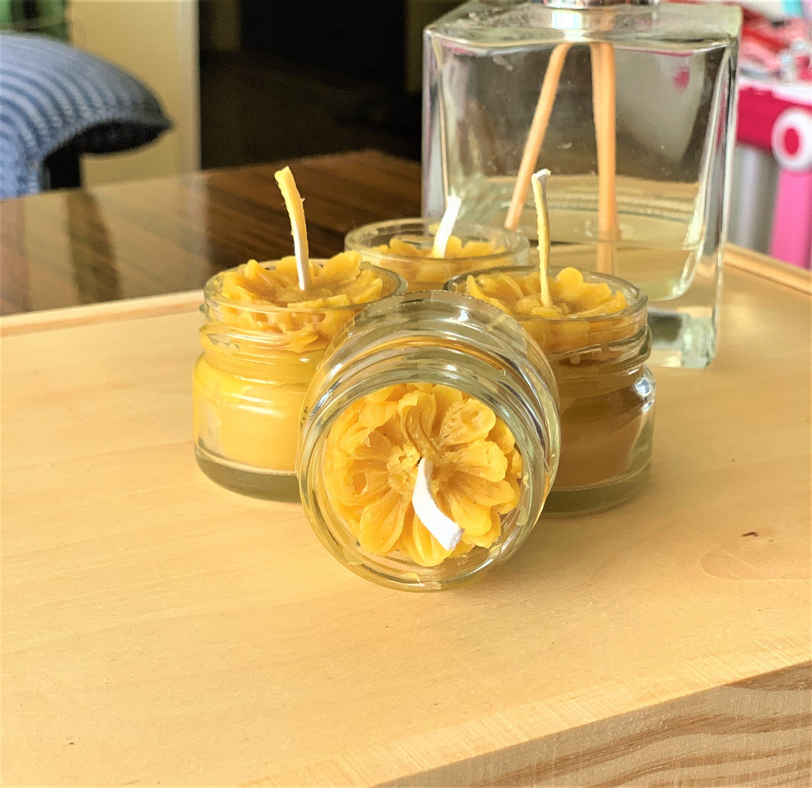 Pure Beeswax Container Candles Natural Beeswax Candle 4 Candles in a ...