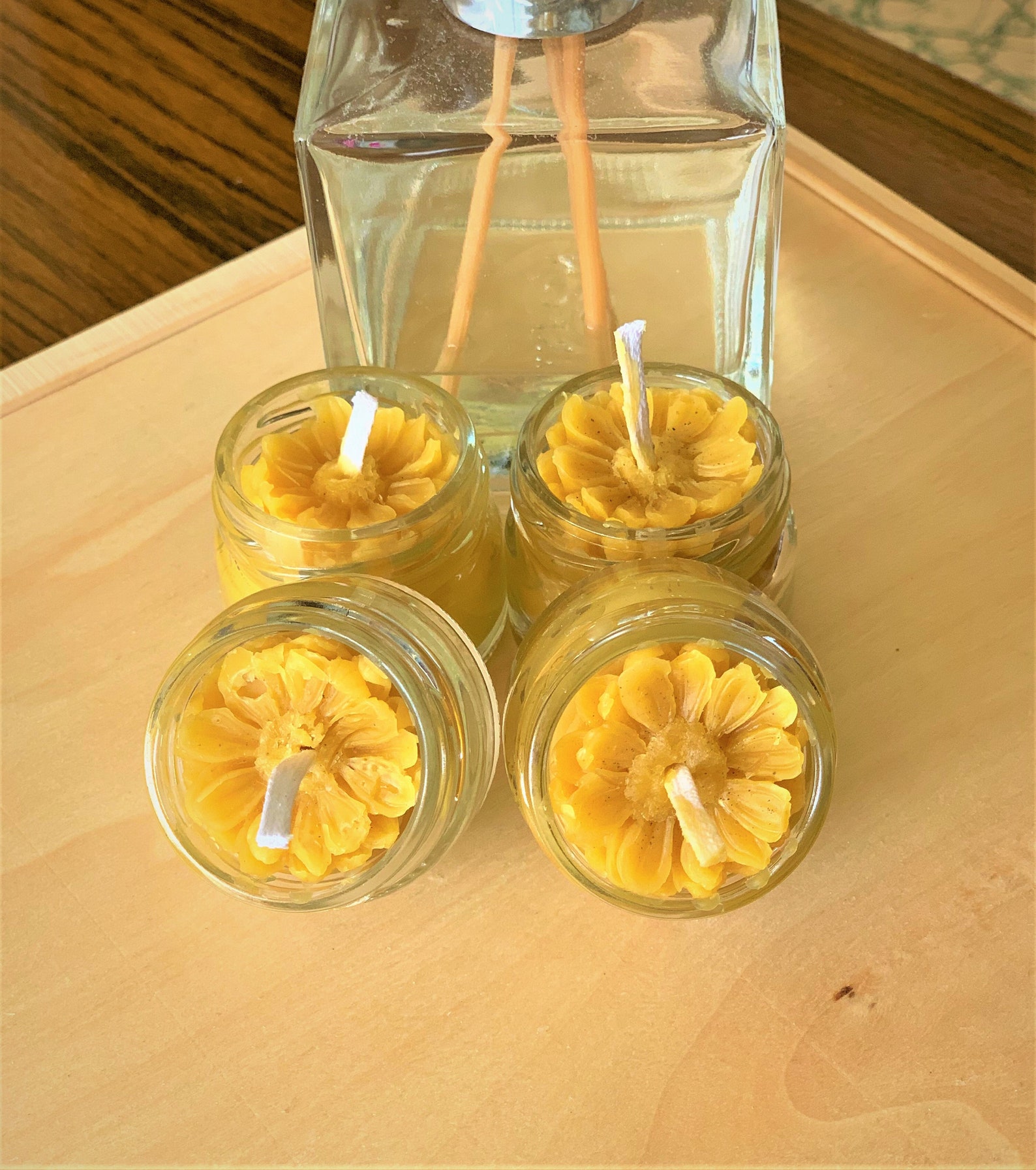 Pure Beeswax Container Candles Natural Beeswax Candle 4 Candles in a ...