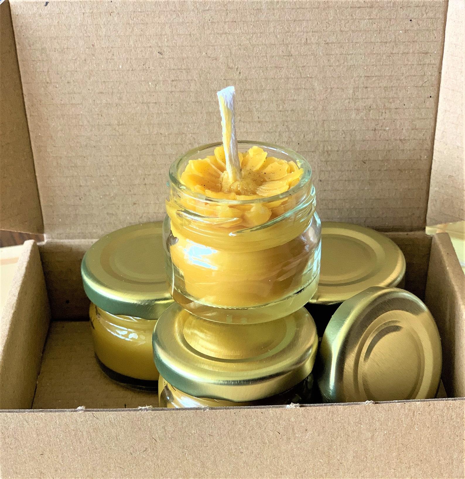Pure Beeswax Container Candles Natural Beeswax Candle 4 Candles in a ...