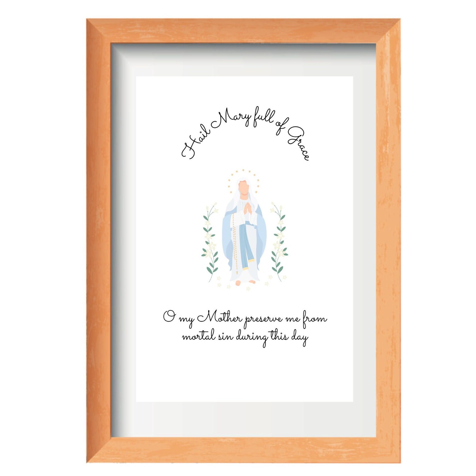 Hail Mary Prayer Printable, Hail Mary Printable Wall Art, Catholic ...