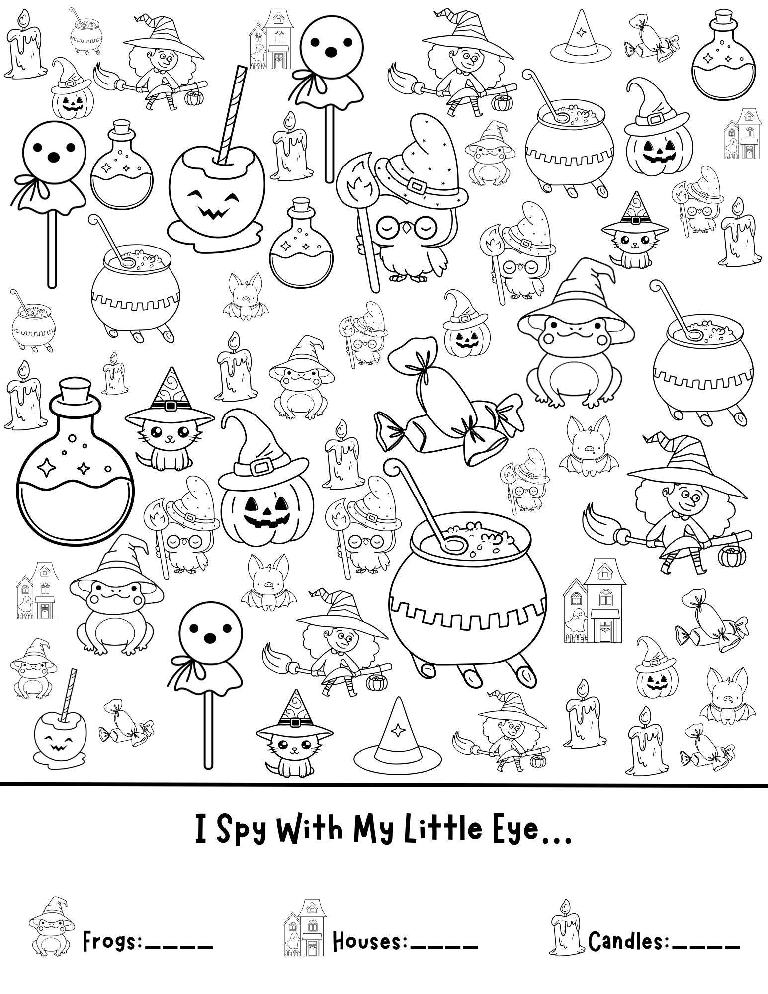Halloween I Spy Game | Kids Printable Activity, Coloring Pages (PDF) - Etsy