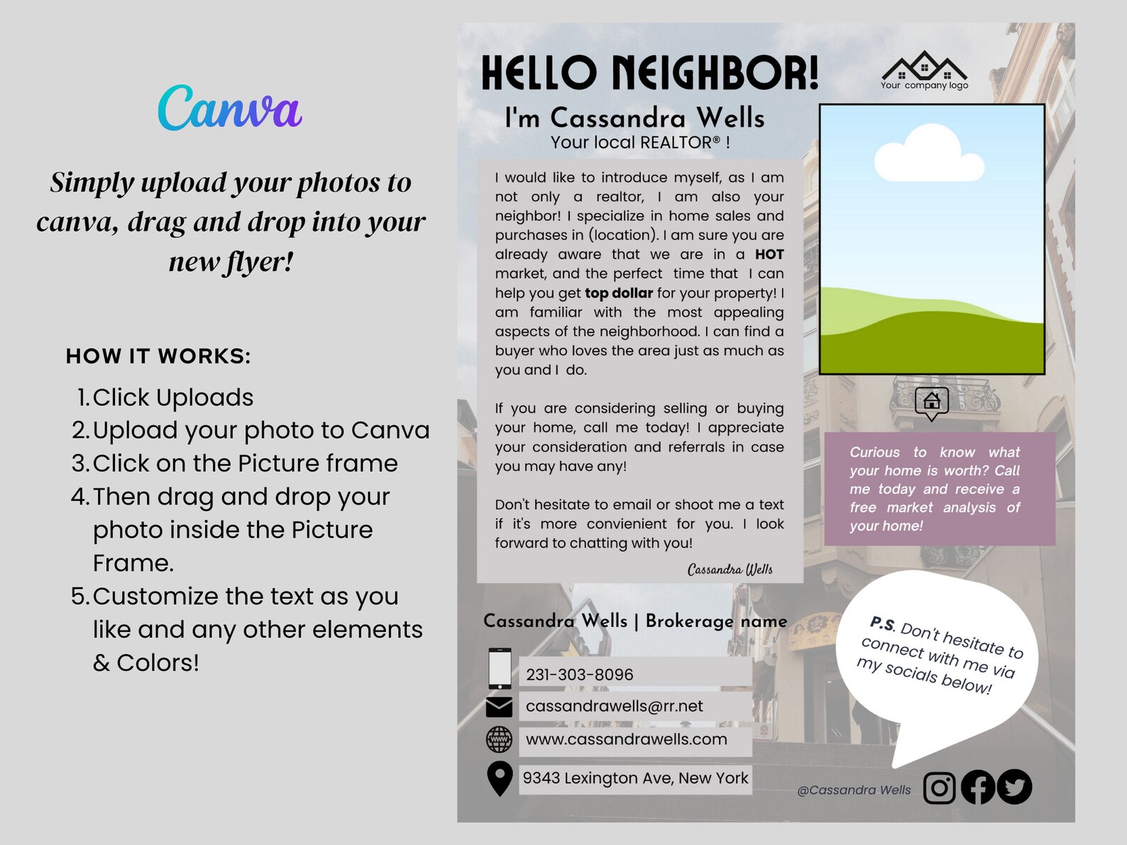 Realtor Introduction Letter Flyer Real Estate Marketing Canva Template ...